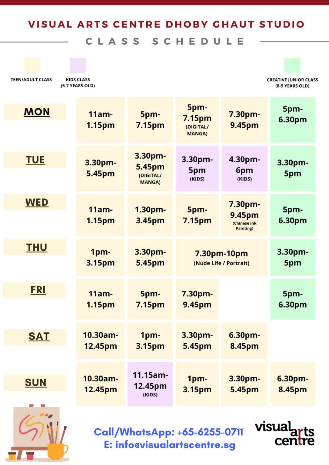 Art Immersion 24 sessions - Drawing, Acrylic, Watercolour Painting