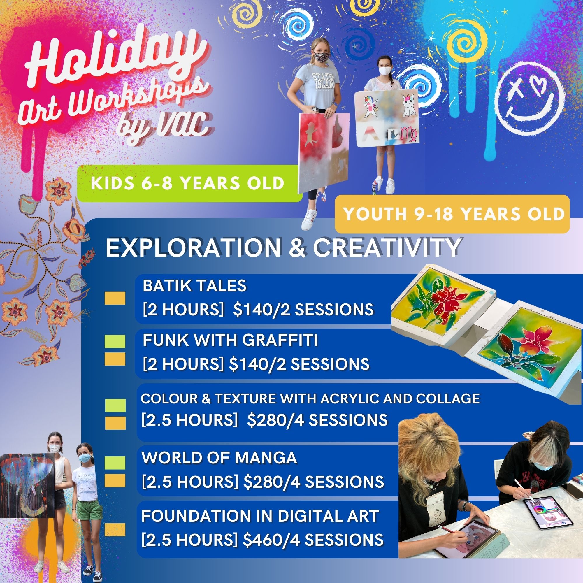 Holiday Art Classes For Kids and Teens [6-8 Years] [9-18 Years]